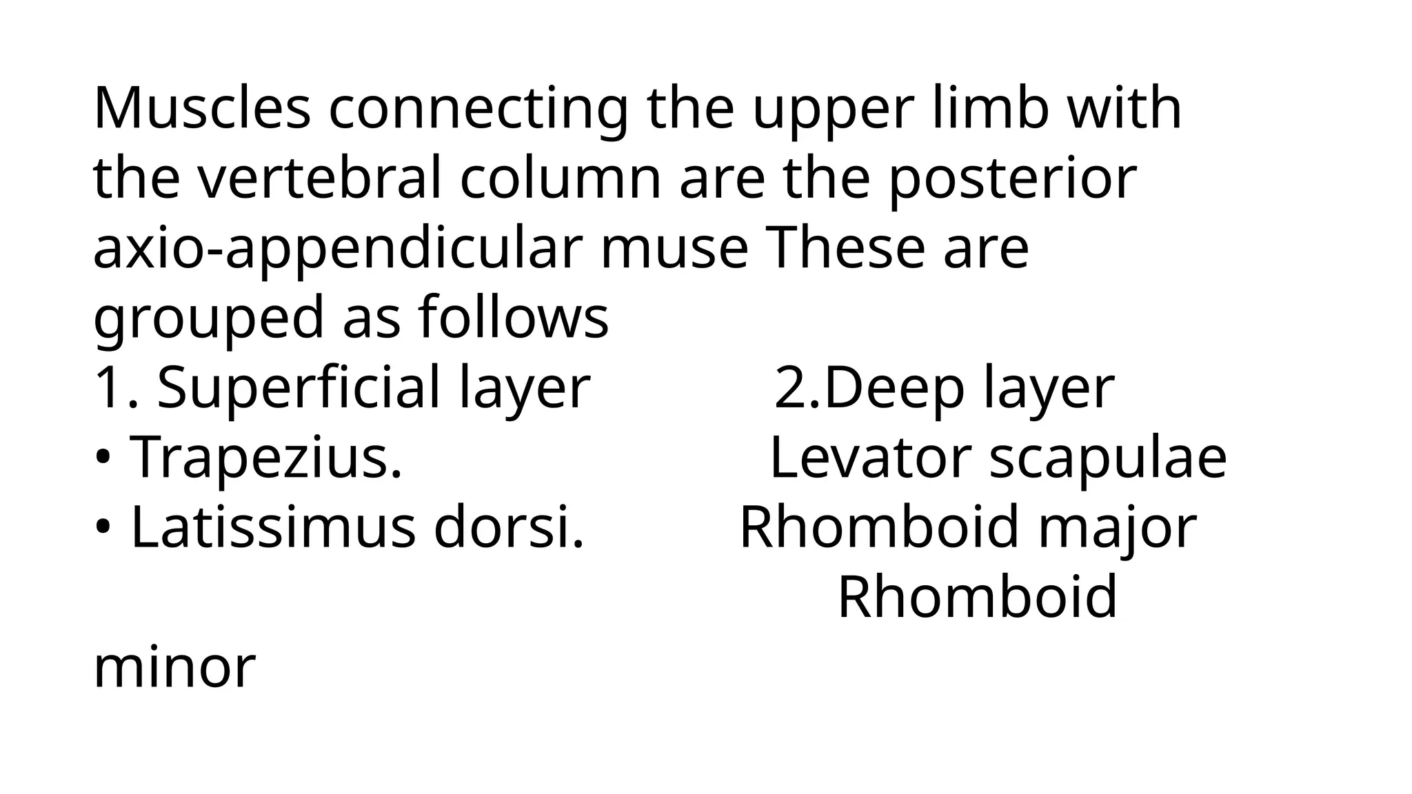 UPPER LIMB (muscle connecting the upper limb with the vertebral column ...