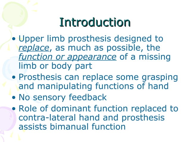Upper limb prosthesis (pmr) | PPT