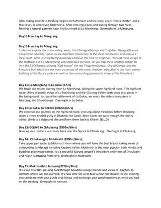 Upper Mustang Trek | Upper Mustang Trekking Package | DOCX