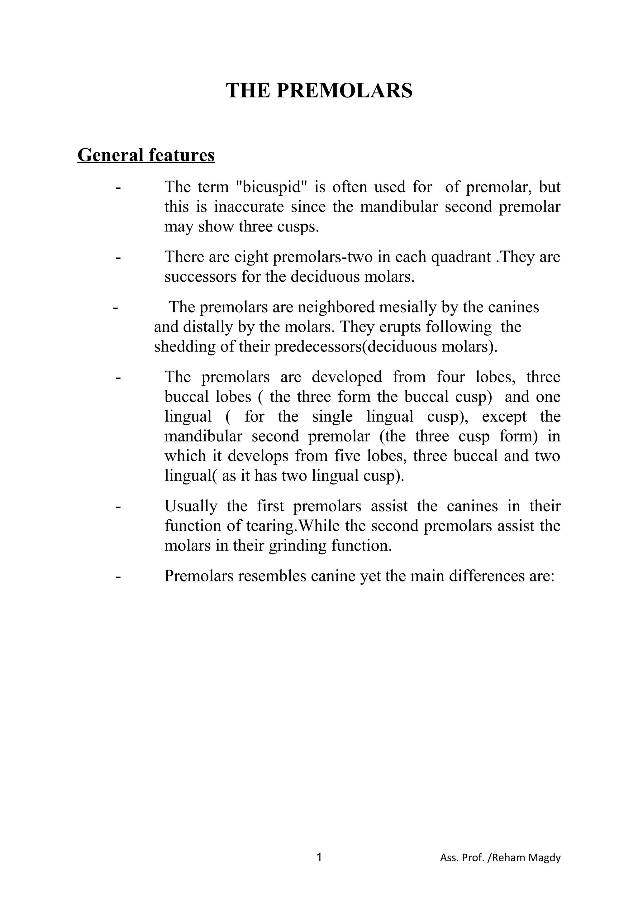 Upper premolars (2) | DOC