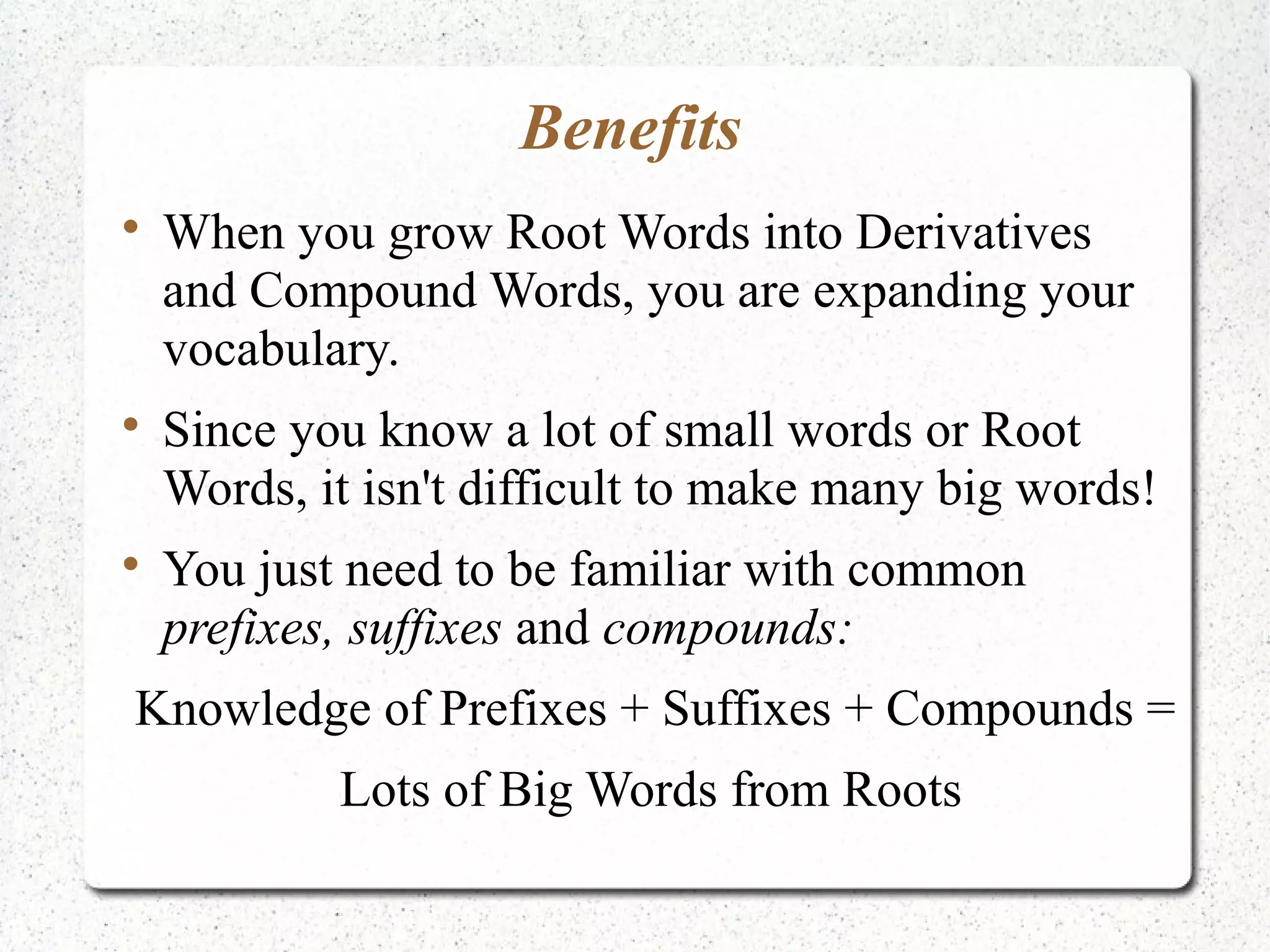 Upper Pri A - Prefixes, Roots and Suffixes | PPT