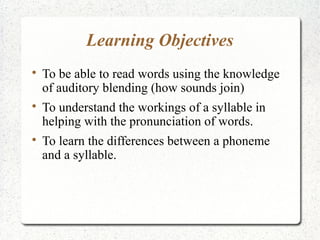 Upper primary auditory blend | PPT | Poetry | Books and Literature