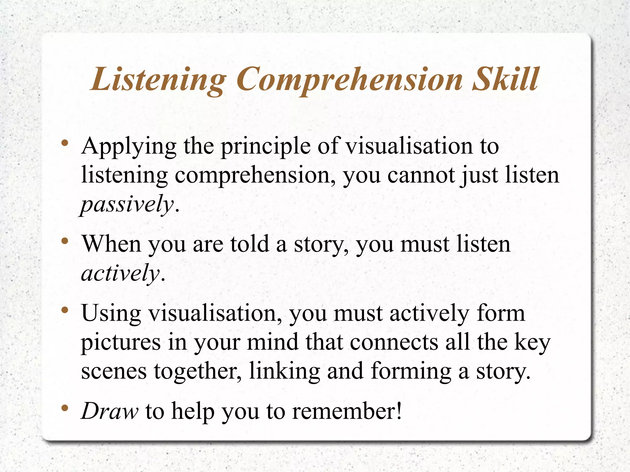 Upper primary listening comprehension (vis) | PPT
