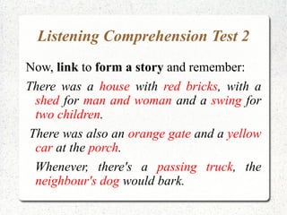 Upper Primary B - Listening comprehension (vis) | PPT