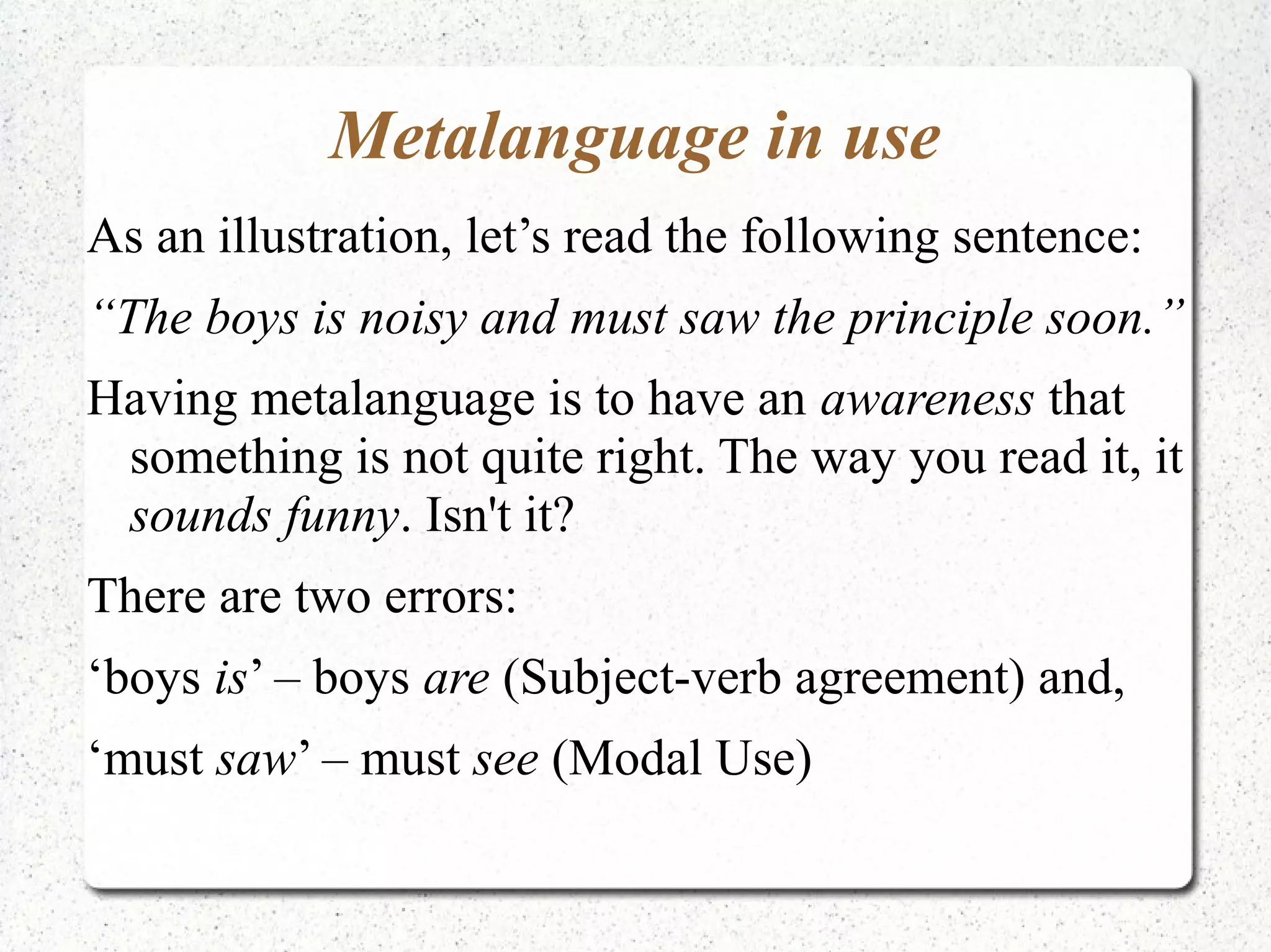 Upper Primary B - Metalanguage | PPT