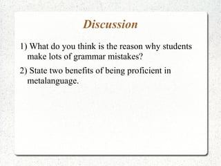 Upper Primary B - Metalanguage | PPT