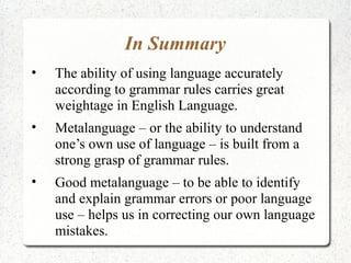 Upper Primary B - Metalanguage | PPT