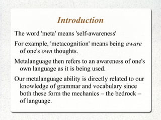 Upper Primary B - Metalanguage | PPT | Education