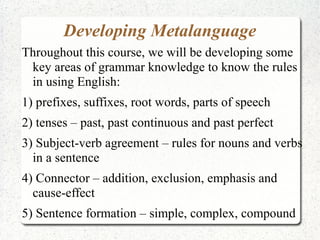 Upper Primary B - Metalanguage | PPT