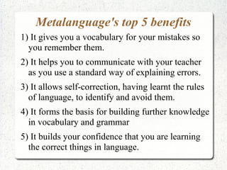 Upper Primary B - Metalanguage | PPT