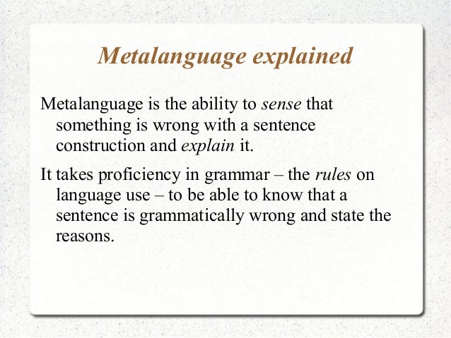 Upper Primary B - Metalanguage