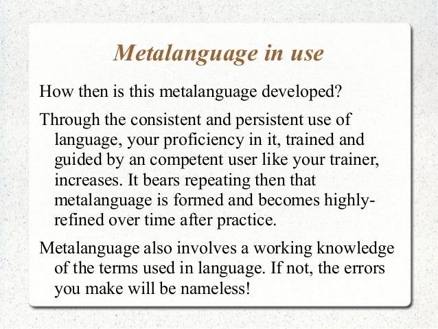 Upper Primary B - Metalanguage