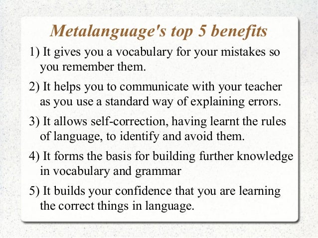 Upper Primary B - Metalanguage