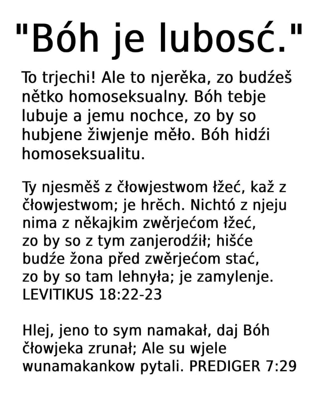 Upper Sorbian Anti-Homosexuality (LGBTQIA+) Warning Tract | PDF Upper Sorbian Anti-Homosexuality (LGBTQIA+) Warning Tract | PDF