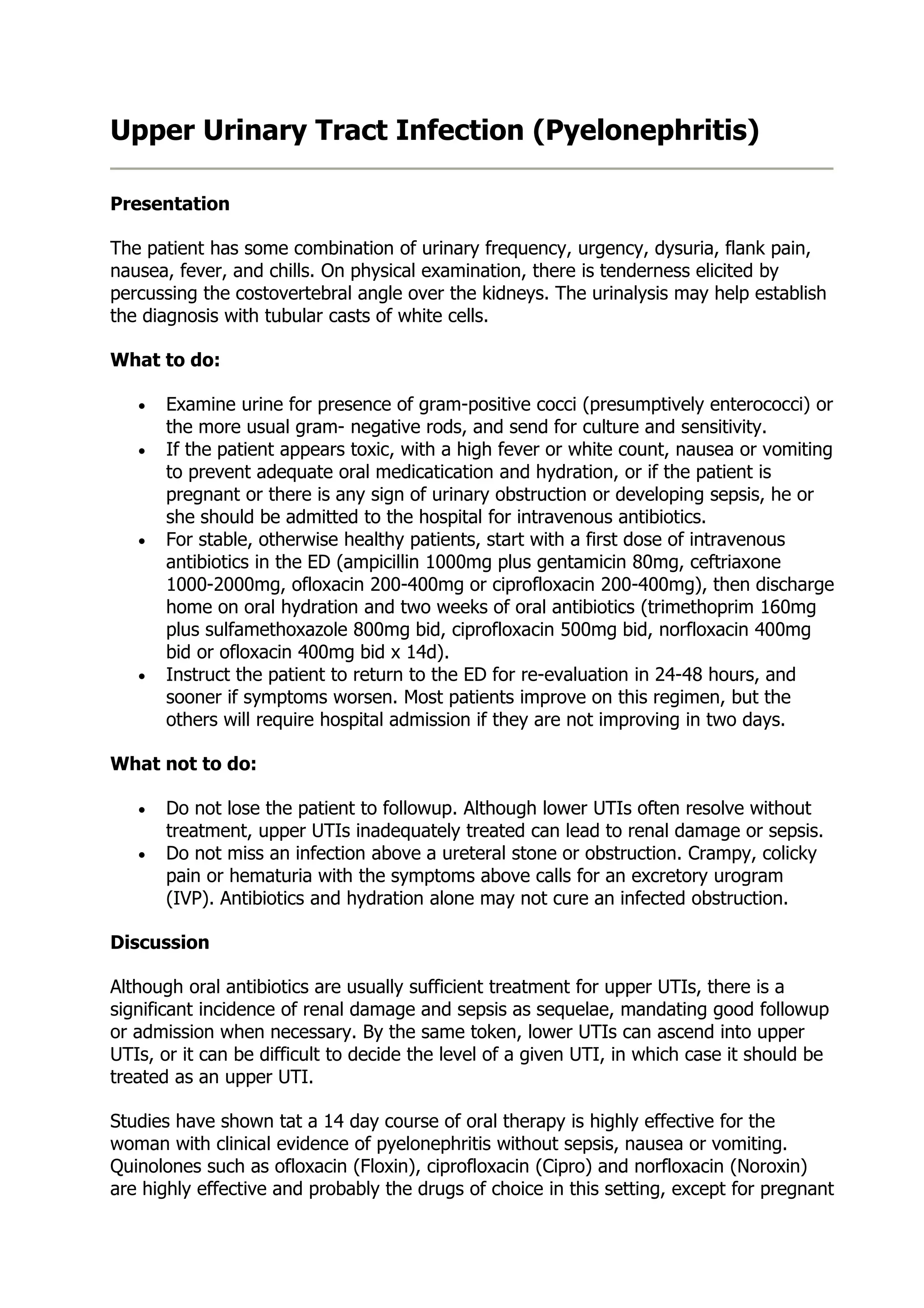 Upper Urinary Tract Infection | DOC | Infectious Diseases | Diseases ...