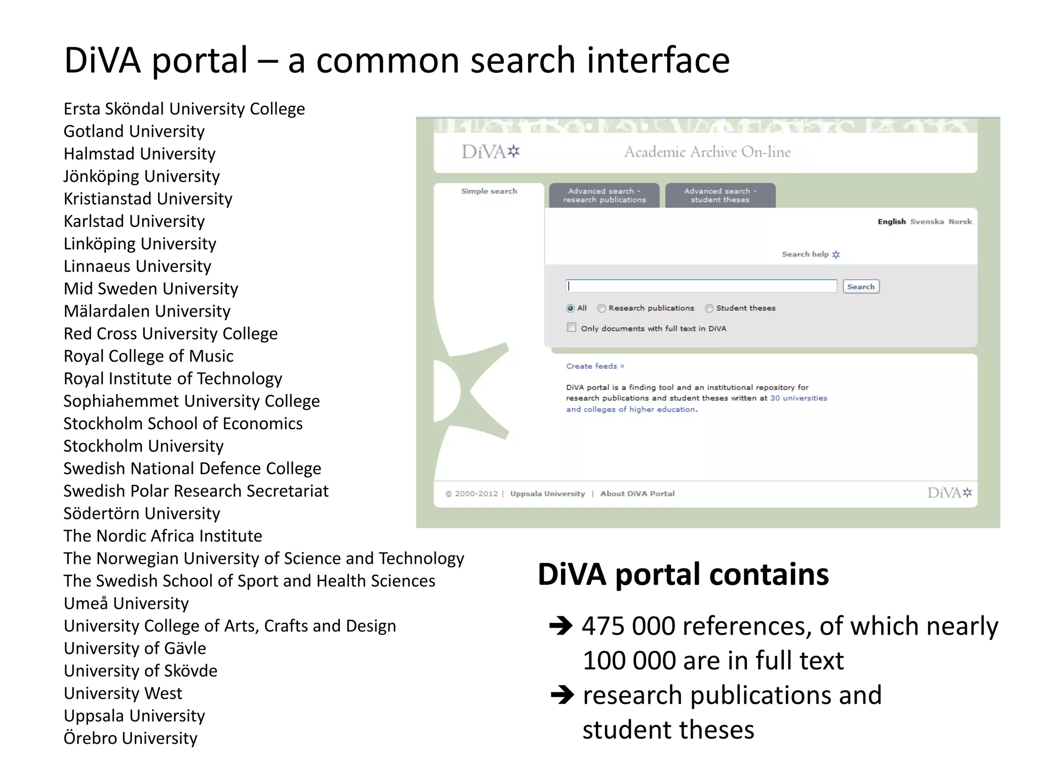 Uppsala: diva and open access | PPTX