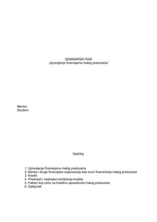 Upravljanje finansijama malog preduzeca menadzment malog i srednjeg ...