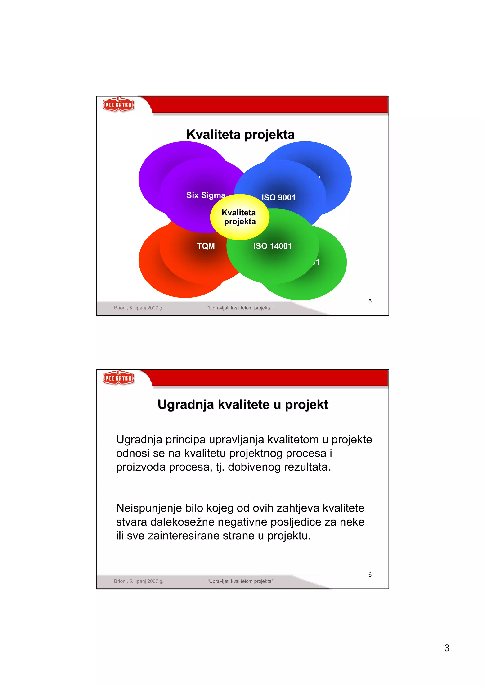 Upravljanje kvalitetom projekta | PDF