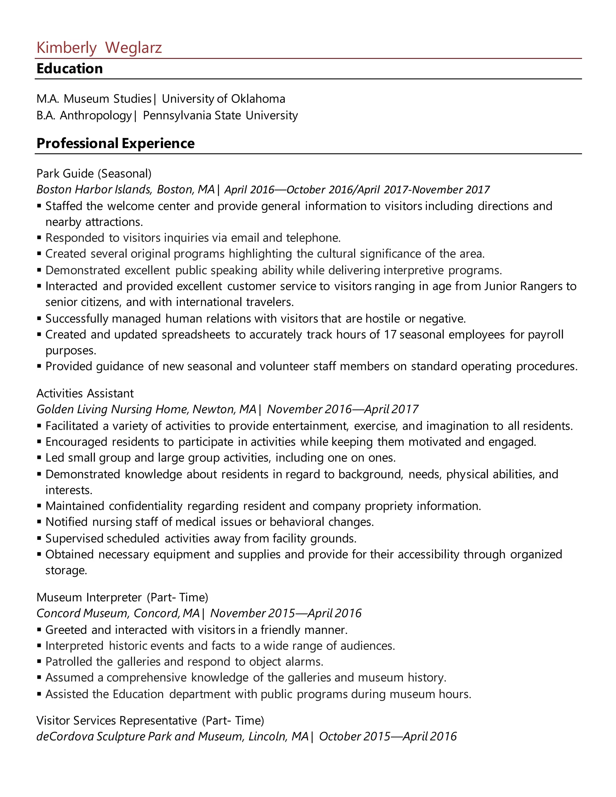 Short Form Resume | PDF