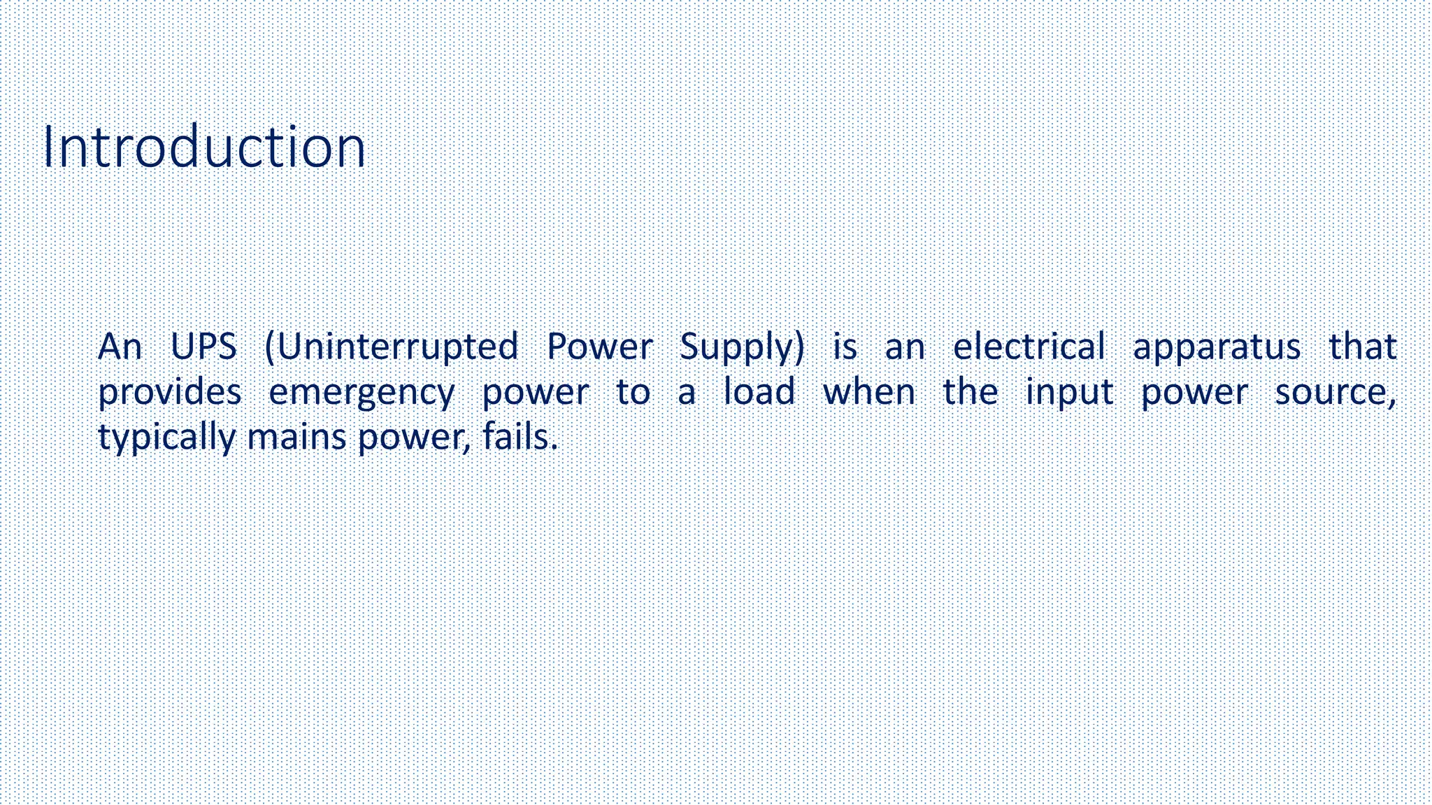 UPS (Uninterrupted Power Supply) | PPTX