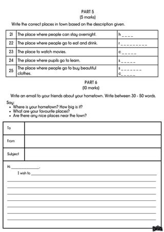 UASA ENGLISH YEAR 5 - EXAM PAPER EXAMPLE | PDF