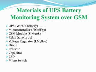 Ups battery monitoring system over gsm by humayun kobir | PPTX