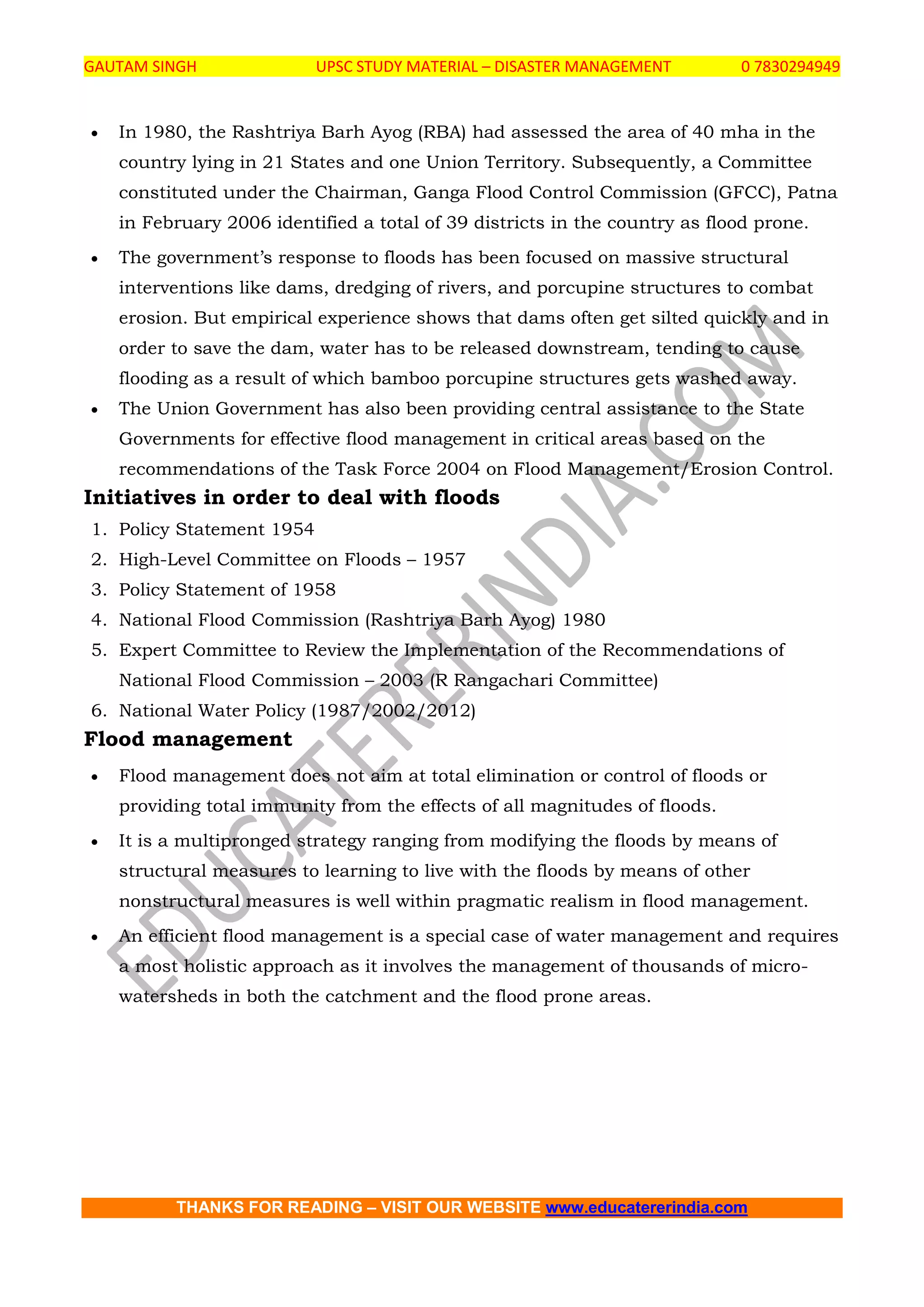 Upsc disaster management | PDF