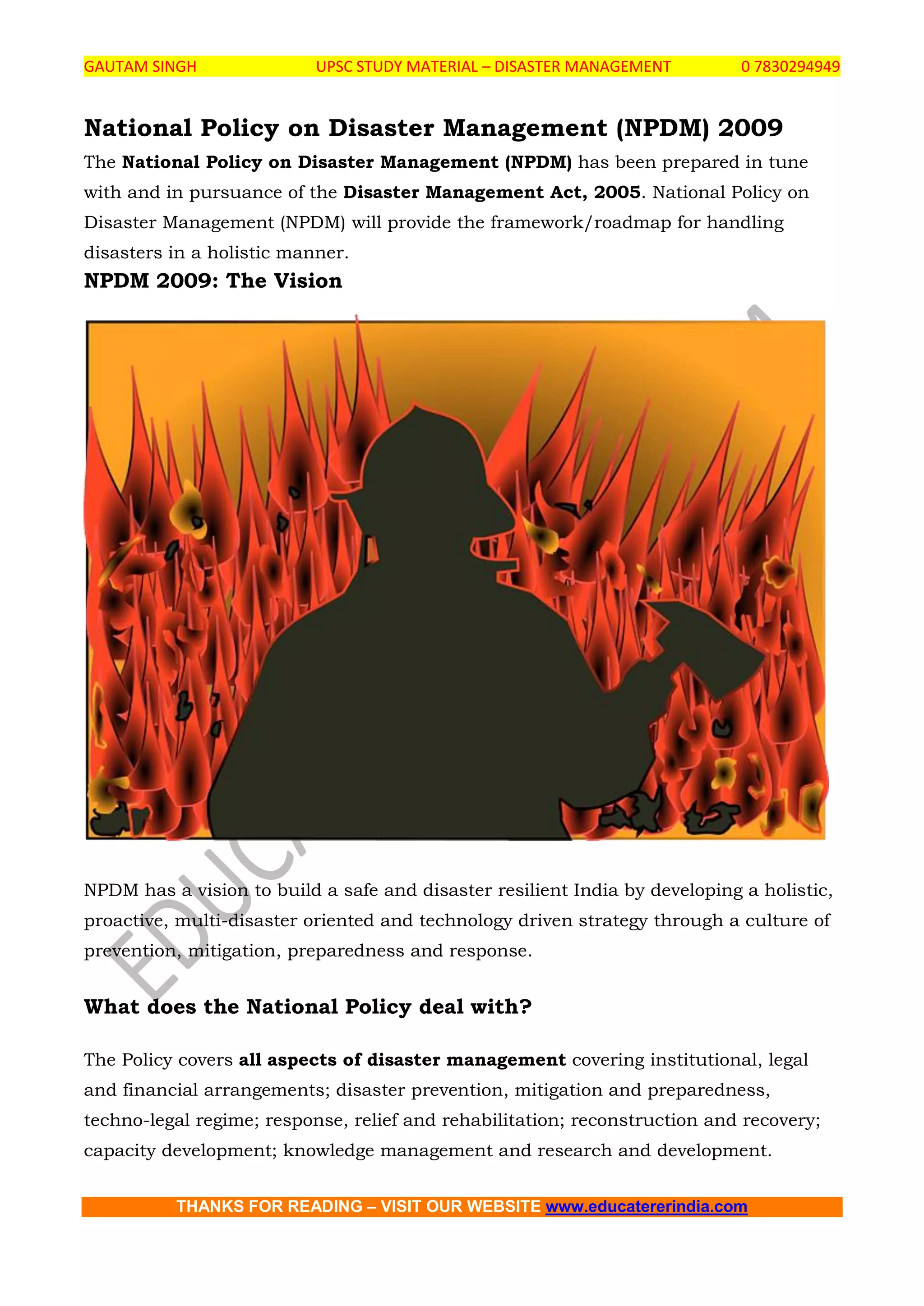 Upsc disaster management | PDF