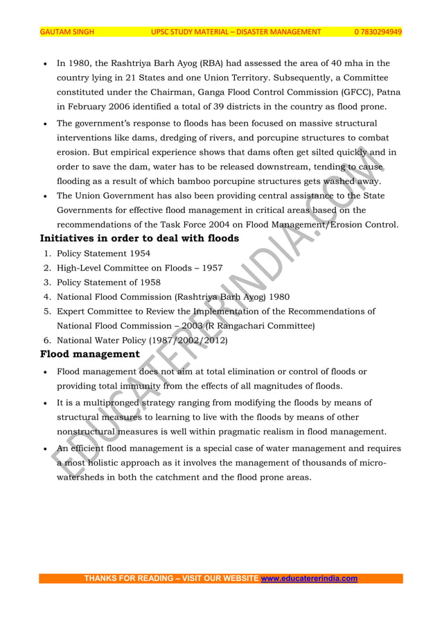 Upsc disaster management | PDF