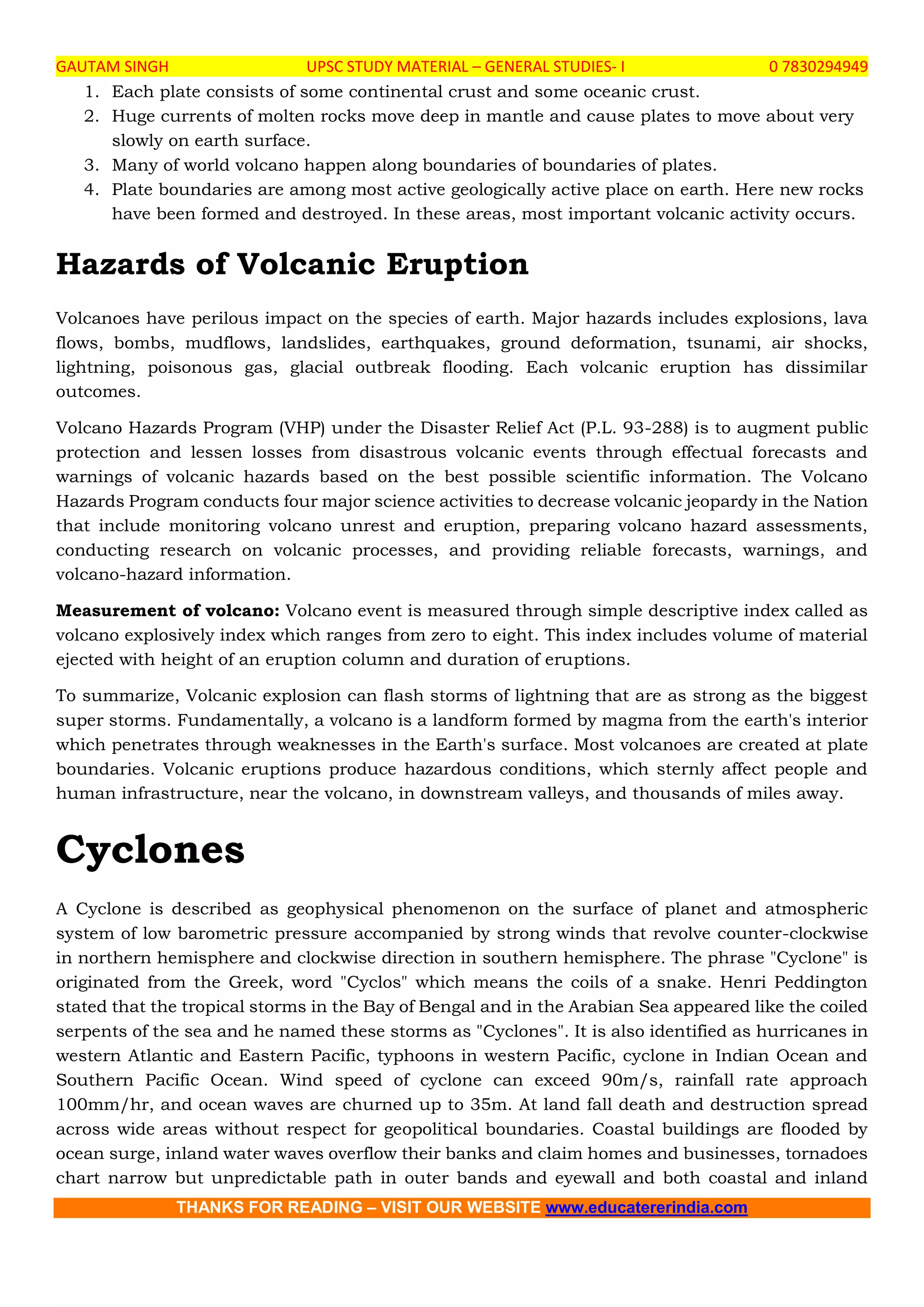 Upsc important geophysical phenomena such as earthquakes, tsunami, volcanic activity, cyclone | PDF