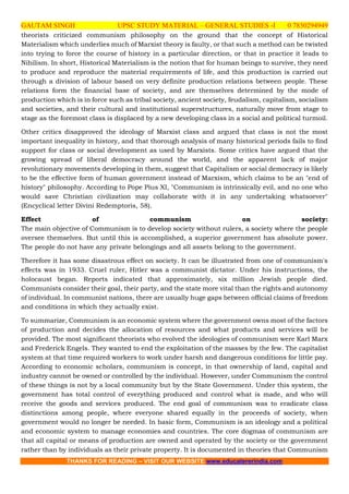 Upsc political philosophies like communism, capitalism, socialism etc. - their forms and effect ...