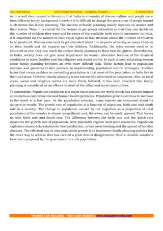 Upsc population and associated issues | PDF