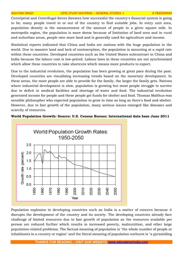 Upsc population and associated issues | PDF