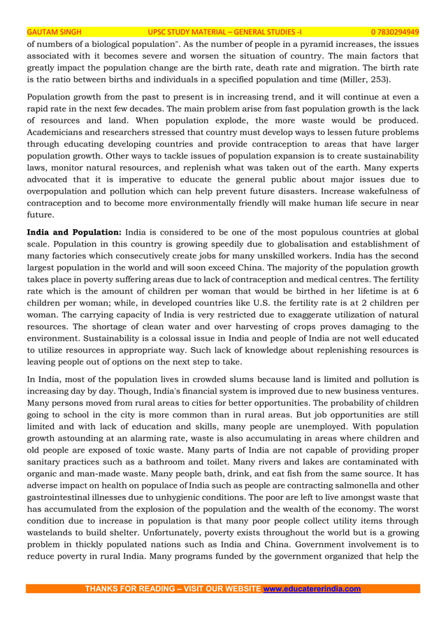 Upsc population and associated issues | PDF