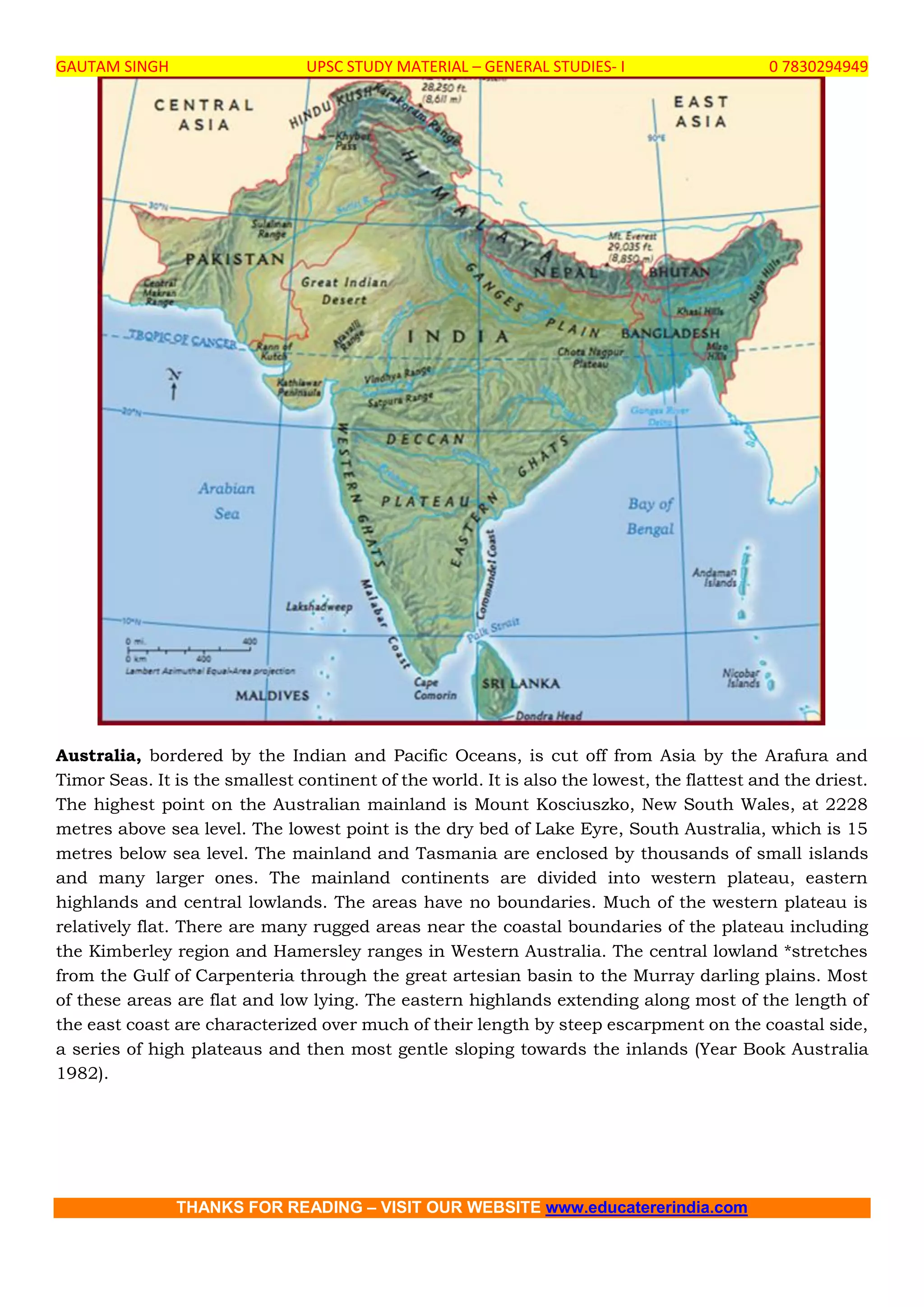 Upsc salient features of world's physical geography | PDF