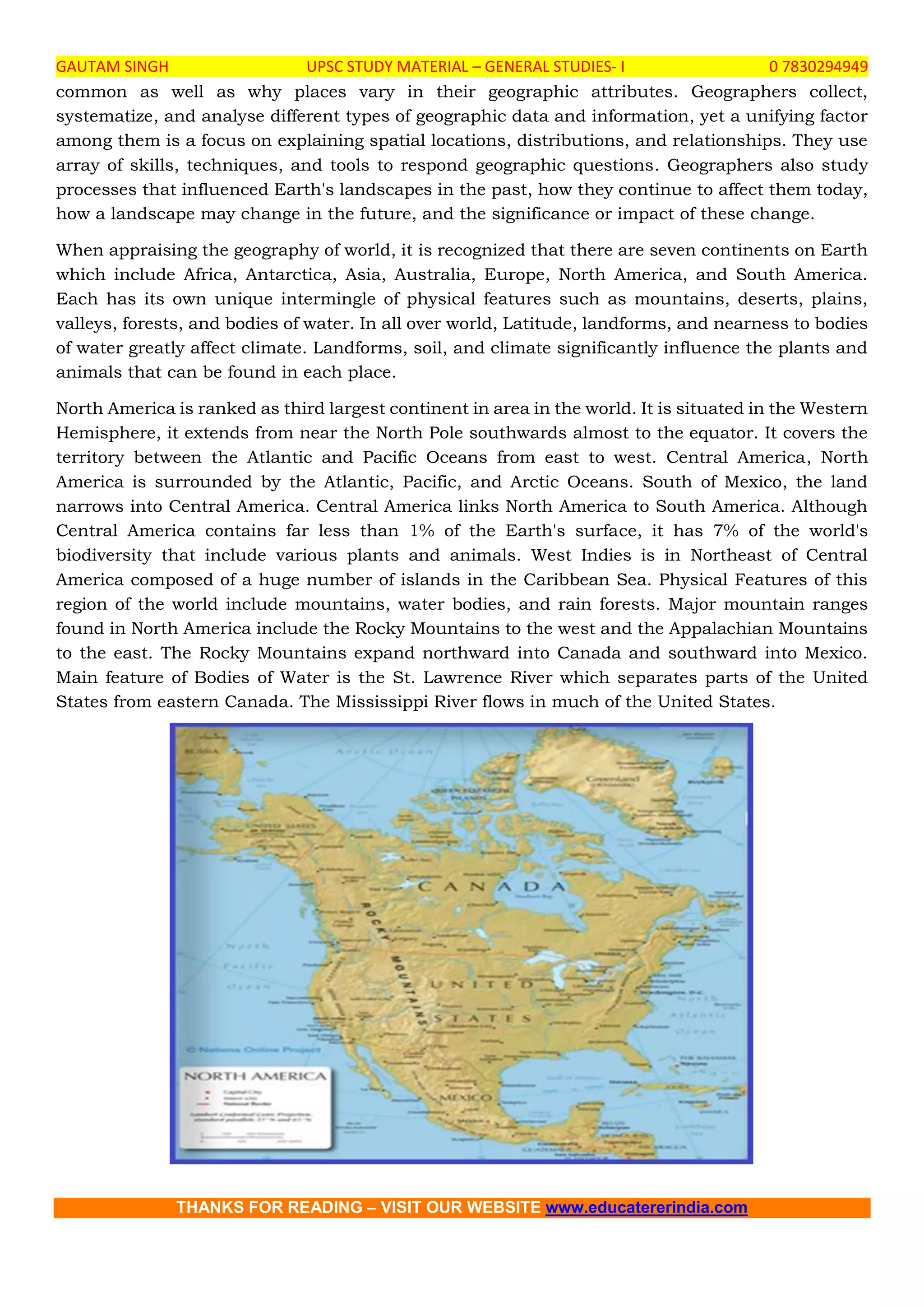 Upsc salient features of world's physical geography | PDF