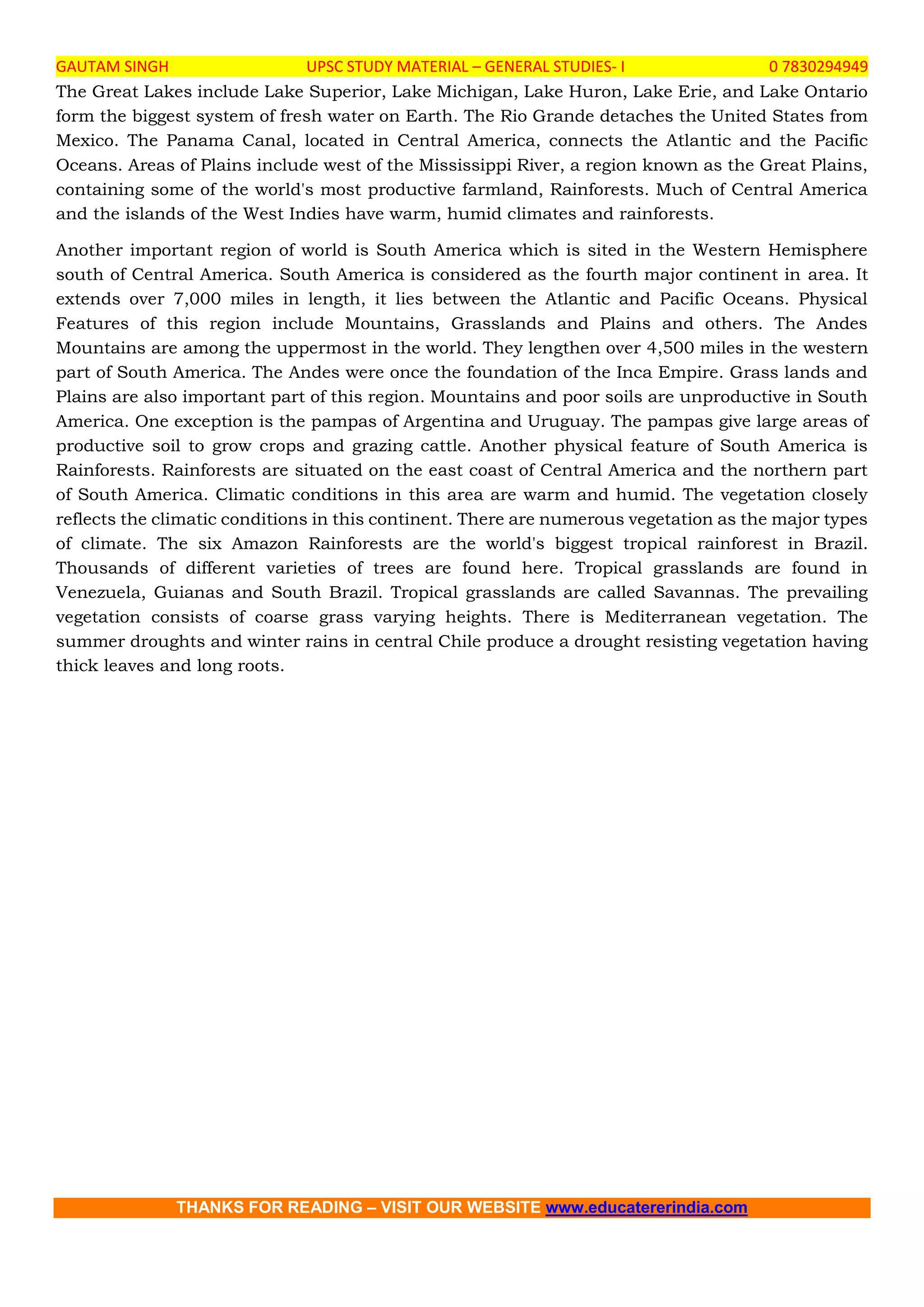 Upsc salient features of world's physical geography | PDF