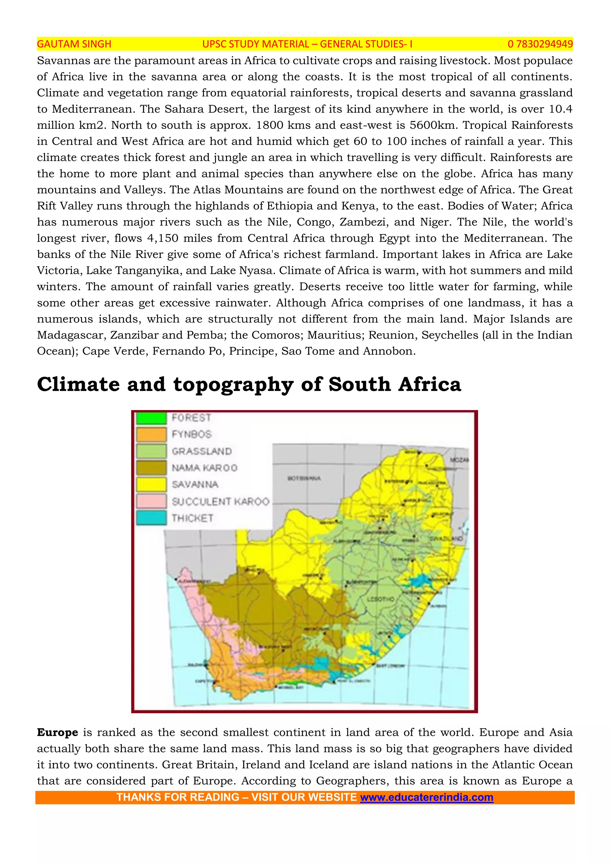 Upsc salient features of world's physical geography | PDF