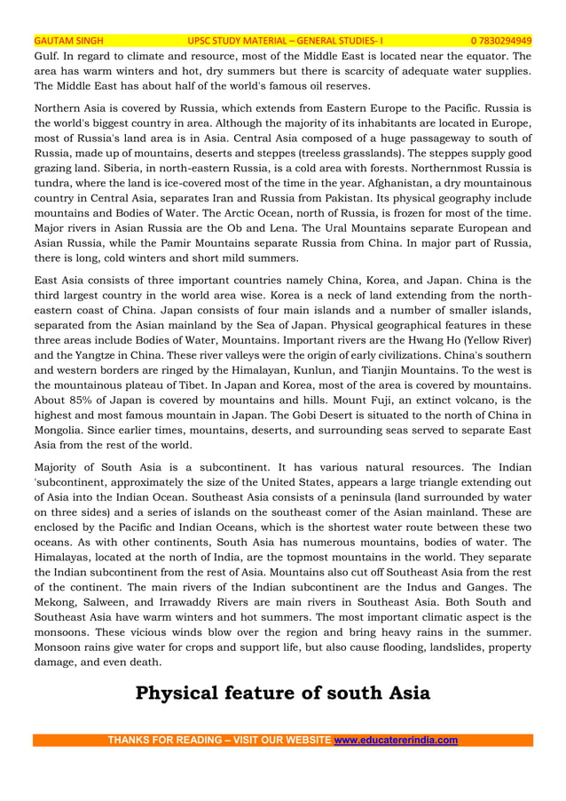 Upsc salient features of world's physical geography | PDF | Science