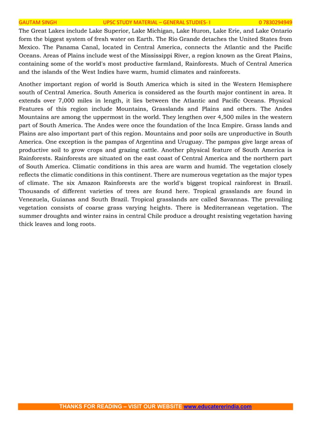Upsc salient features of world's physical geography | PDF | Science
