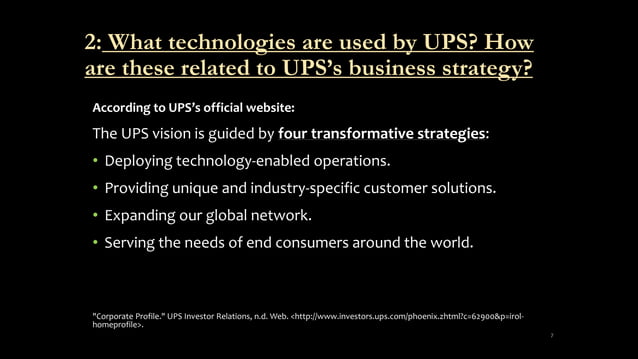 UPS case study analysis | PPT