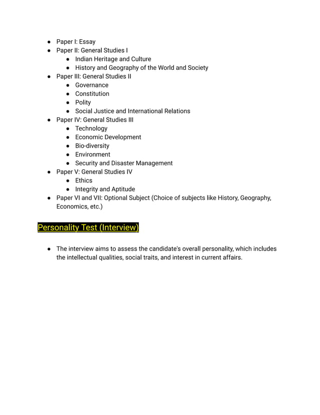 UPSC Civil Services Examination Syllabus | PDF | Educational Assessment ...