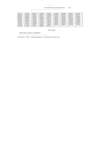 UPSC CSE Mains Result 2018 | PDF