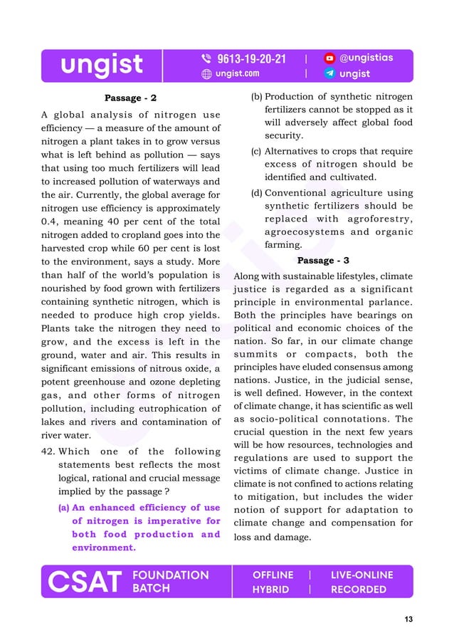 UPSC CSAT 2023 Question Paper with Answer Key.pdf | Agriculture | Industries