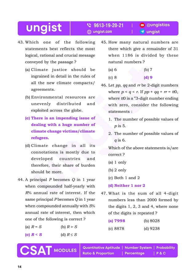 UPSC CSAT 2023 Question Paper with Answer Key.pdf | Agriculture | Industries