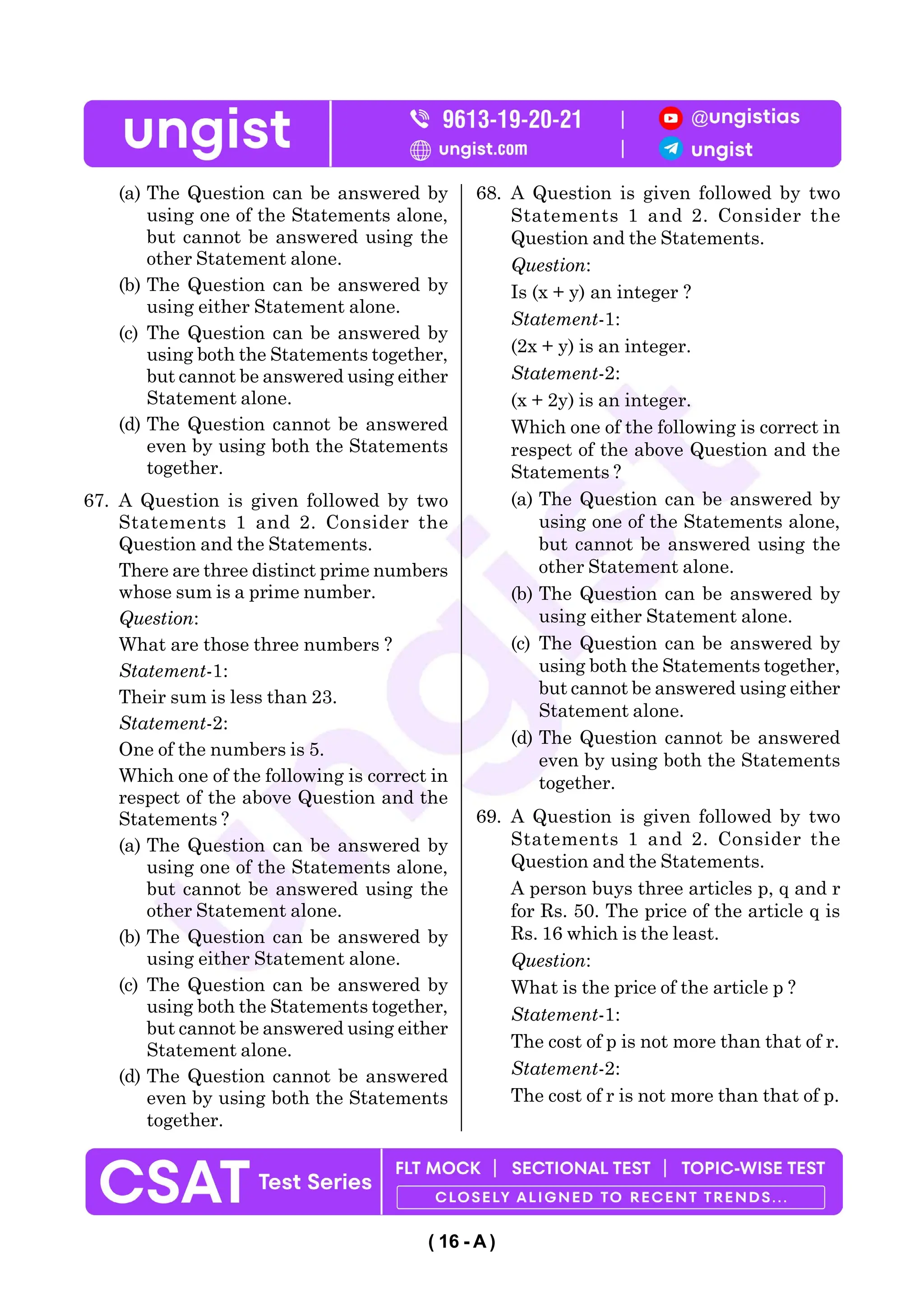 UPSC CSAT 2024 Question Paper pdf Prelims | PDF