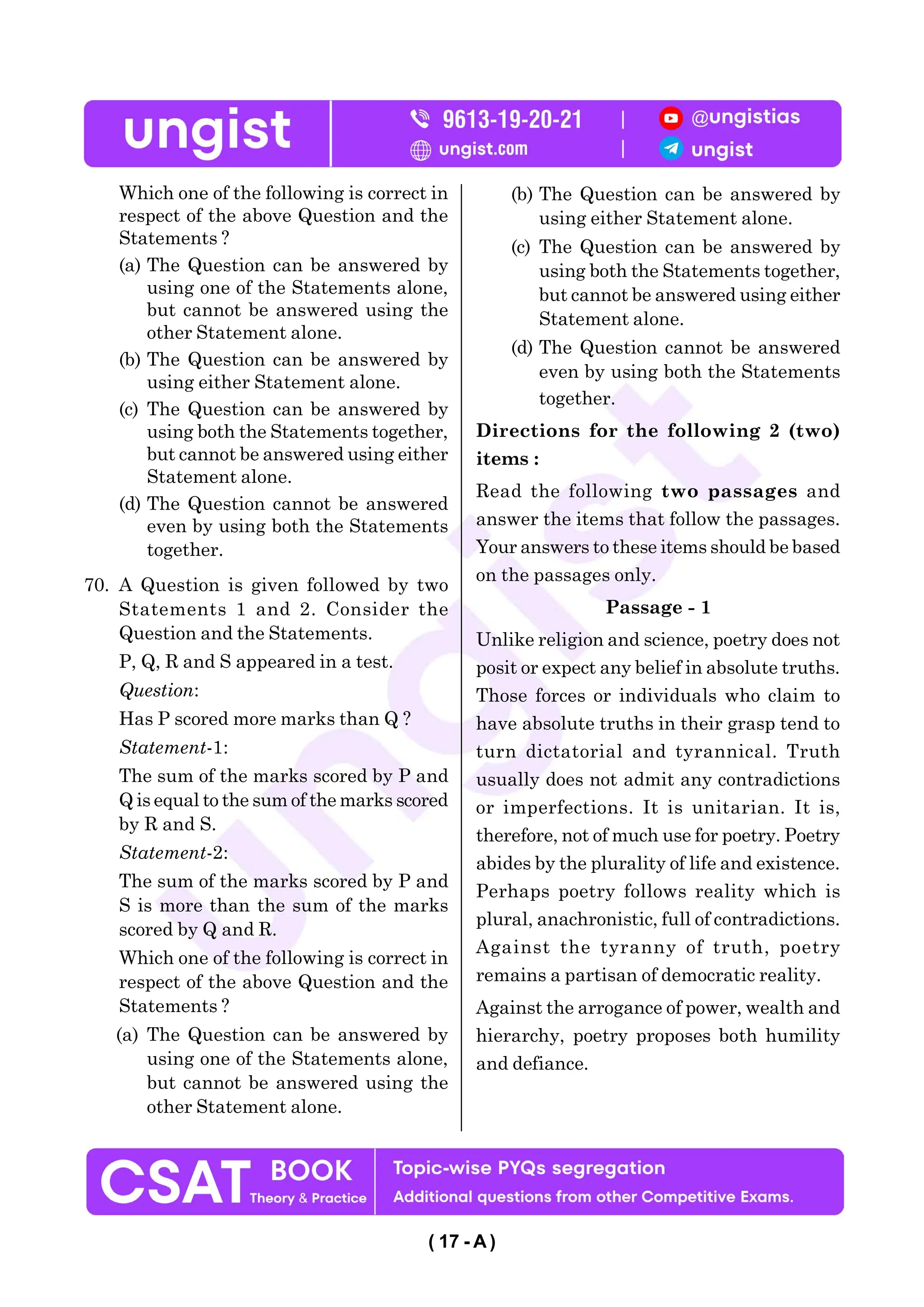 UPSC CSAT 2024 Question Paper pdf Prelims | PDF