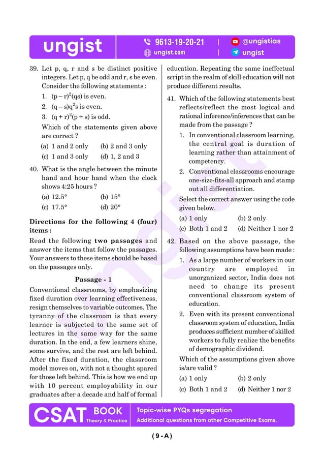 UPSC CSAT 2024 Question Paper pdf Prelims | PDF