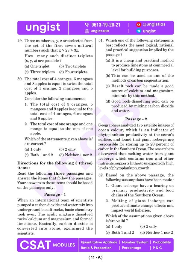 UPSC CSAT 2024 Question Paper pdf Prelims | PDF | Free Download