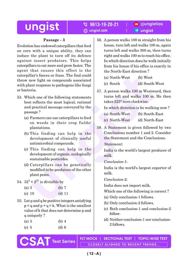 UPSC CSAT 2024 Question Paper pdf Prelims | PDF | Free Download